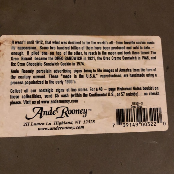 Ande Rooney | Wall Decor | Vintage Ande Rooney Porcelain Oreo Cookie ...